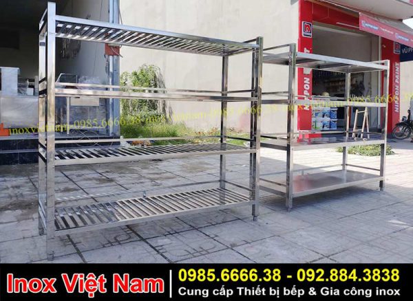 Kệ Inox Phẳng 4 Tầng, Kệ Inox Giá Tốt - Thiết Bị Bếp Inox Công Nghiệp