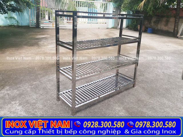 Kệ Inox Phẳng 4 Tầng, Kệ Inox Giá Tốt - Thiết Bị Bếp Inox Công Nghiệp